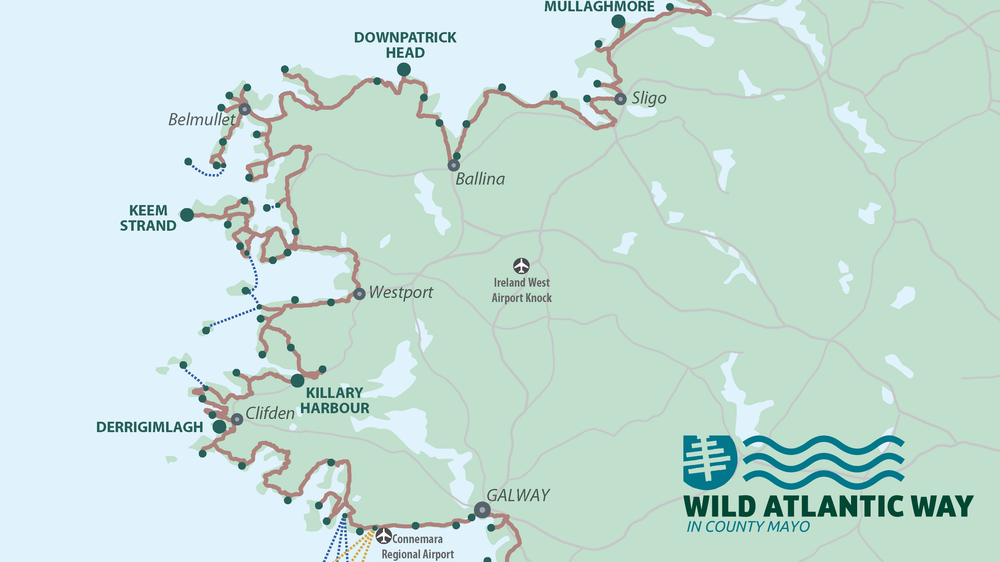 Map of the Wild Atlantic Way in Co. Mayo | mayo-ireland.ie Map of the Wild Atlantic Way in Co. Mayo | mayo-ireland.ie